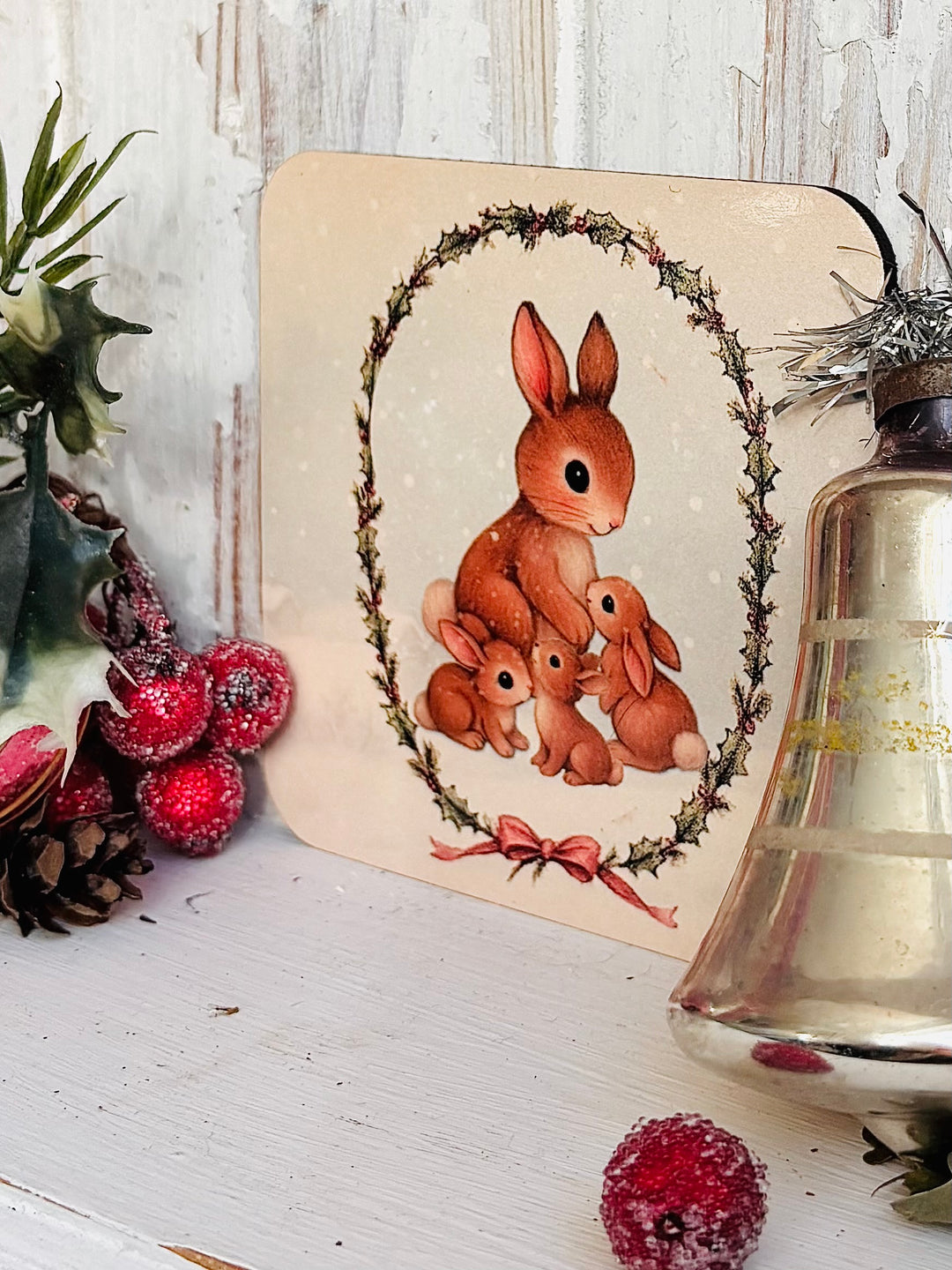 Christmas Cute Coaster - Snow Bunnies – Ava Loves Rosie